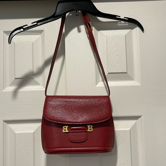 Bally | Bags | Vintage Bally Red Leather Adjustable Shoulder Bag ...